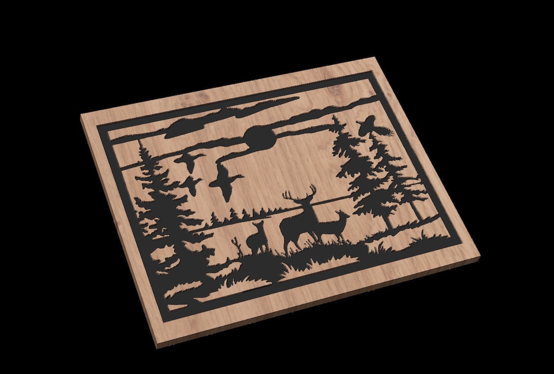 2D CNC Digital File Download - Deer Lake Scene - Aspire | Vectric - Etsy