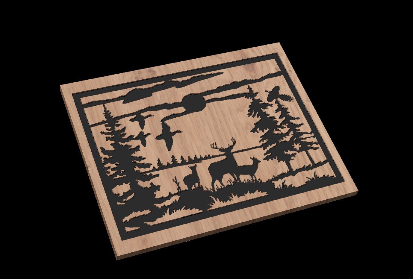 2D CNC Digital File Download - Deer Lake Scene - Aspire | Vectric - Etsy