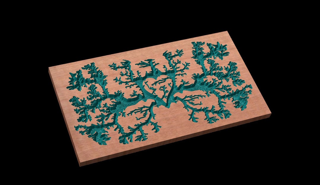 2D Digital CNC File - Heart Center Lichtenberg Fractal Design Wall Art ...
