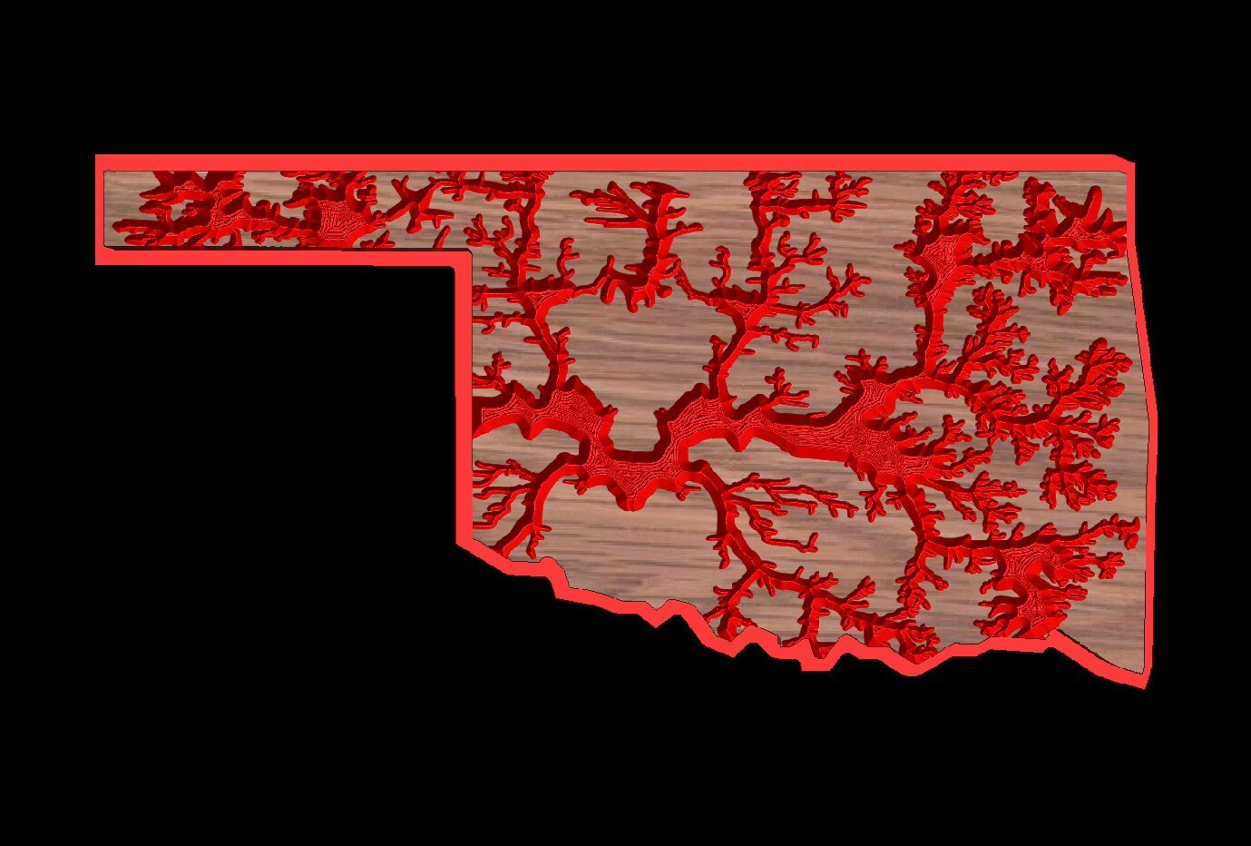 2D Digital CNC File - Oklahoma Shaped Lichtenberg Fractal Design Wall ...