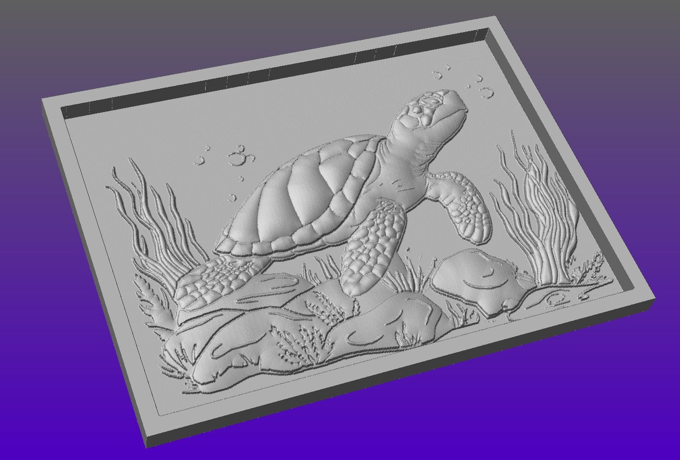 Turtle Under Water Scene - 3D Digital File for CNC - Aspire / Vectric ...