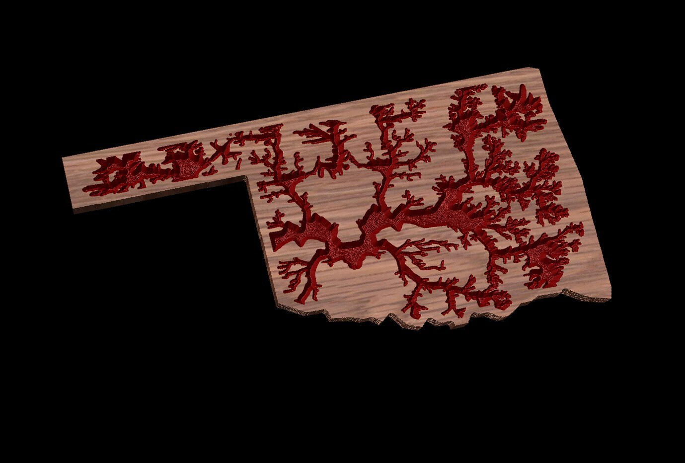 2D Digital CNC File - Oklahoma Shaped Lichtenberg Fractal Design Wall ...