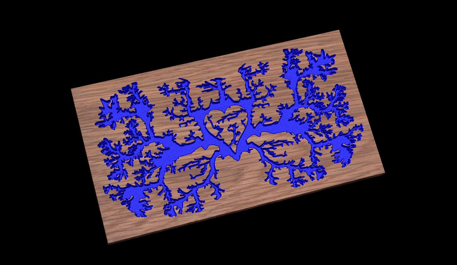 2D Digital CNC File - Heart Center Lichtenberg Fractal Design Wall Art ...