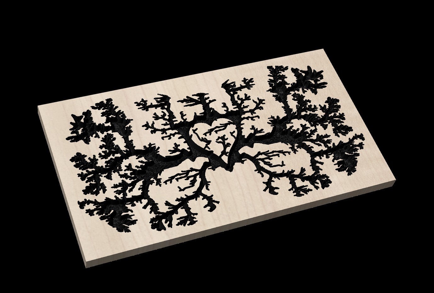 2D Digital CNC File - Heart Center Lichtenberg Fractal Design Wall Art ...