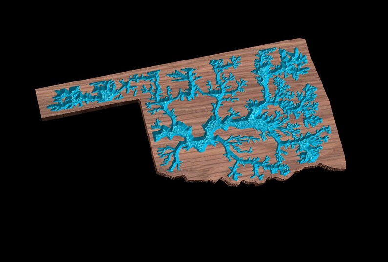 2D Digital CNC File - Oklahoma Shaped Lichtenberg Fractal Design Wall ...