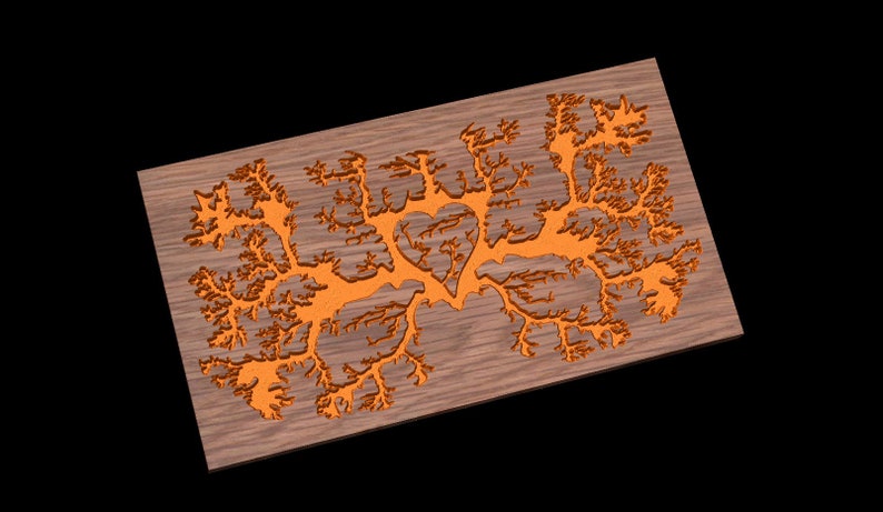 2D Digital CNC File - Heart Center Lichtenberg Fractal Design Wall Art ...