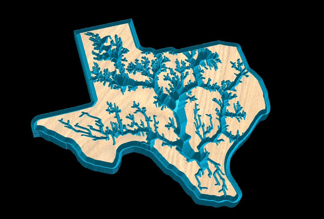 2D Digital CNC File - Texas Shaped Lichtenberg Fractal Design Wall Art ...