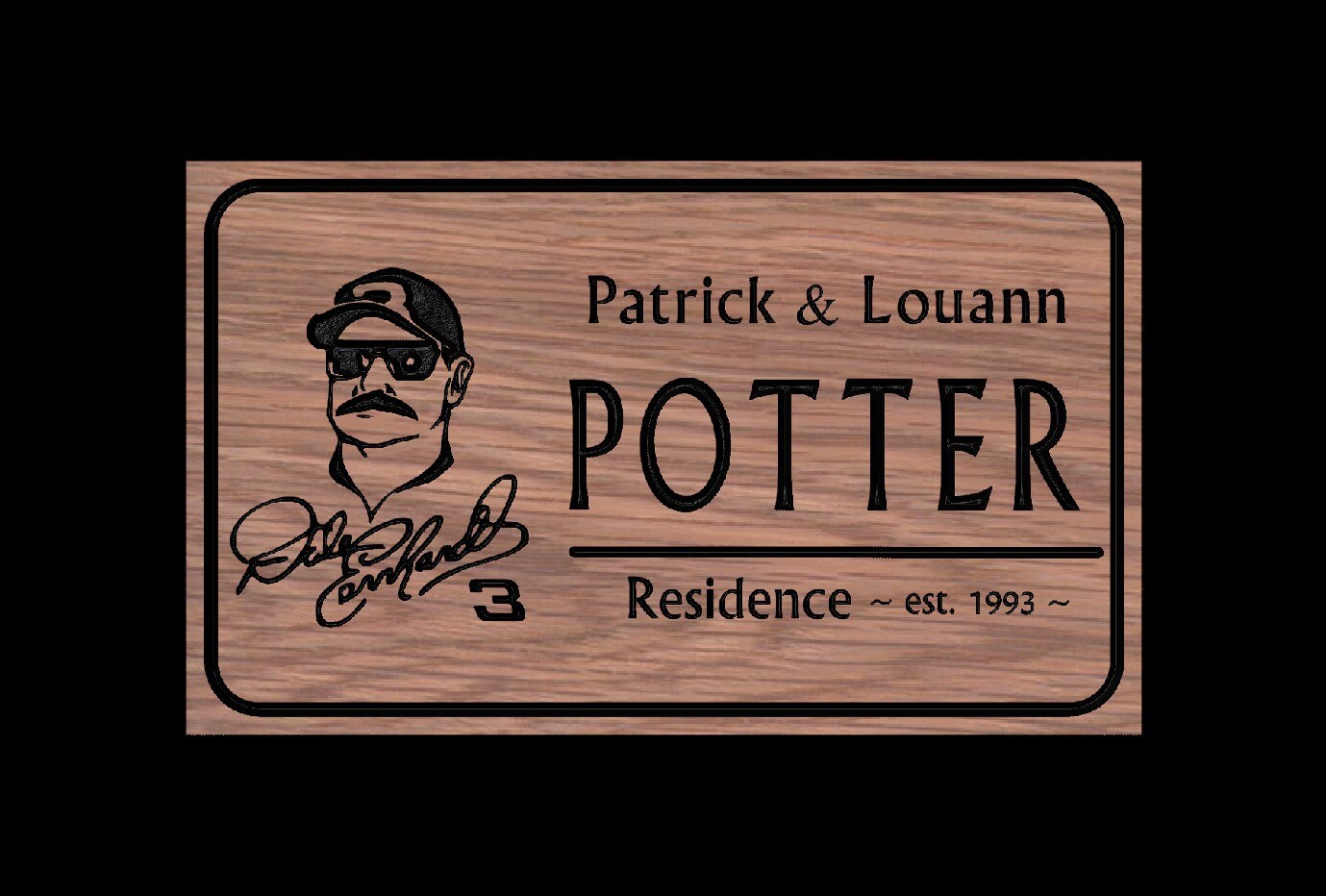 2D CNC Digital File Download - Dale Earnhardt Inspired Name Plaque Sign ...