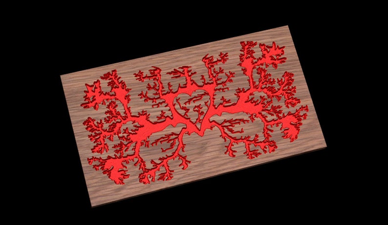 2D Digital CNC File - Heart Center Lichtenberg Fractal Design Wall Art ...