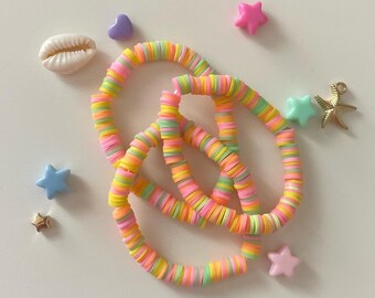 Rainbow Blast Clay Bead Bracelet - Etsy