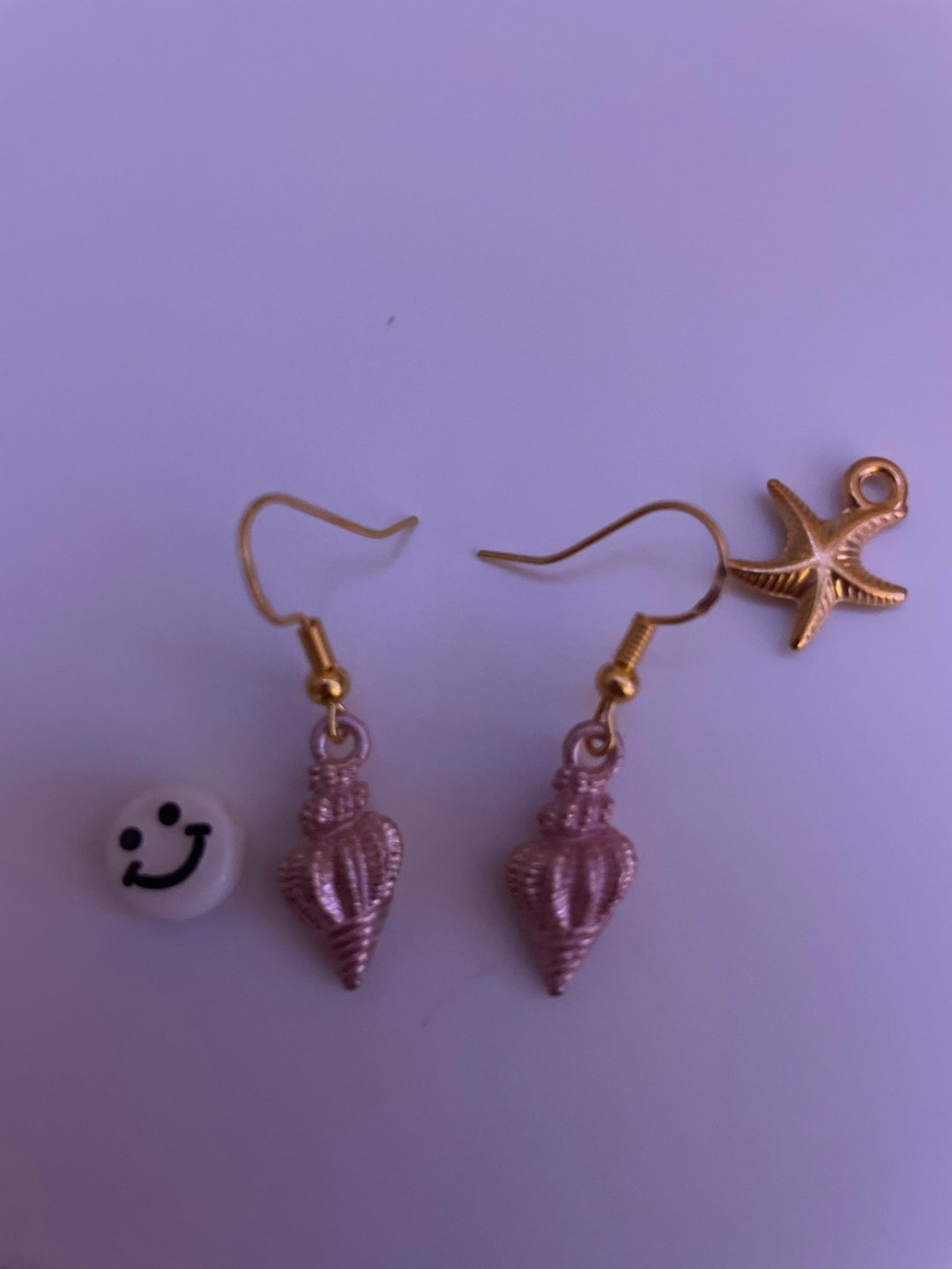 Pink Sea Shell Preppy Pink Dangle Earrings - Etsy