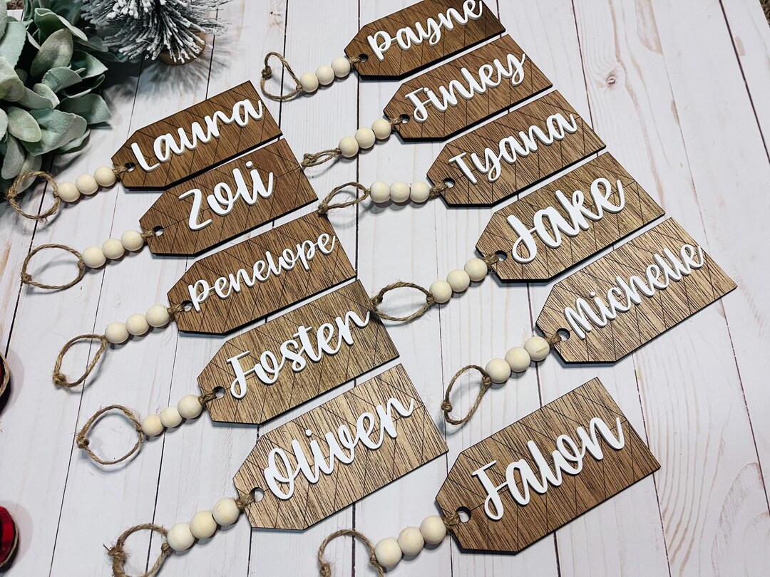 Custom Wooden Stocking Name Tag, Christmas Mantle Decor - Etsy