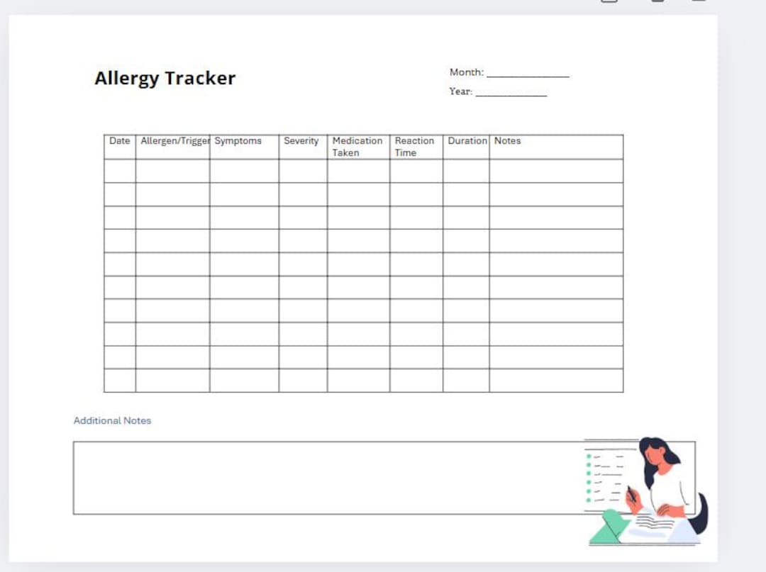 Printable Allergy Tracker - Etsy