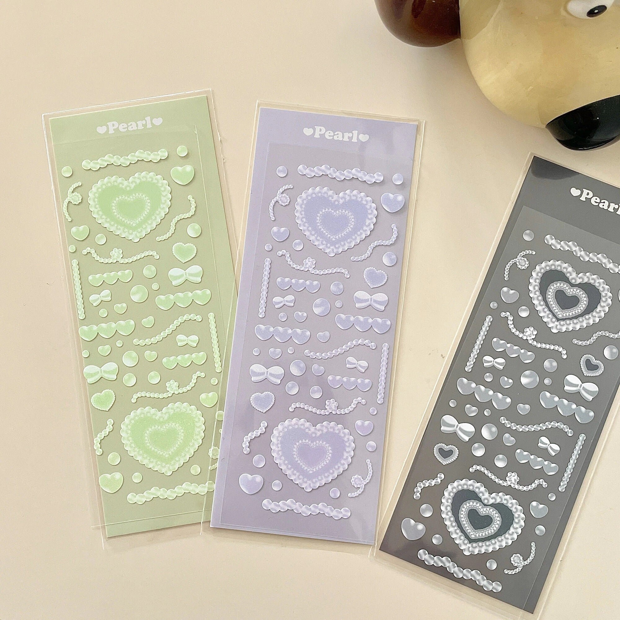 Kpop Polco Deco Stickers big Pearl Heart Sticker - Etsy