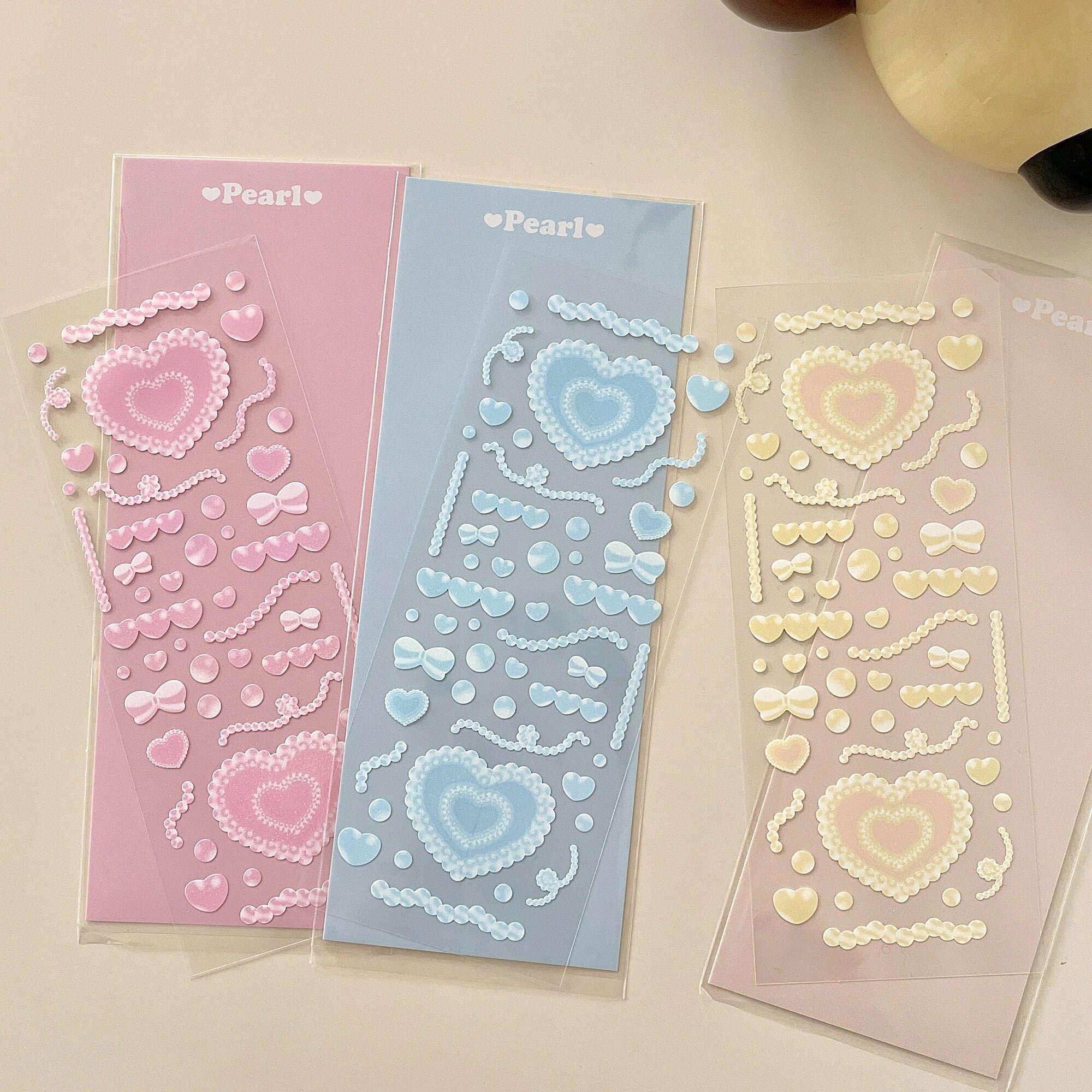 Kpop Polco Deco Stickers big Pearl Heart Sticker - Etsy