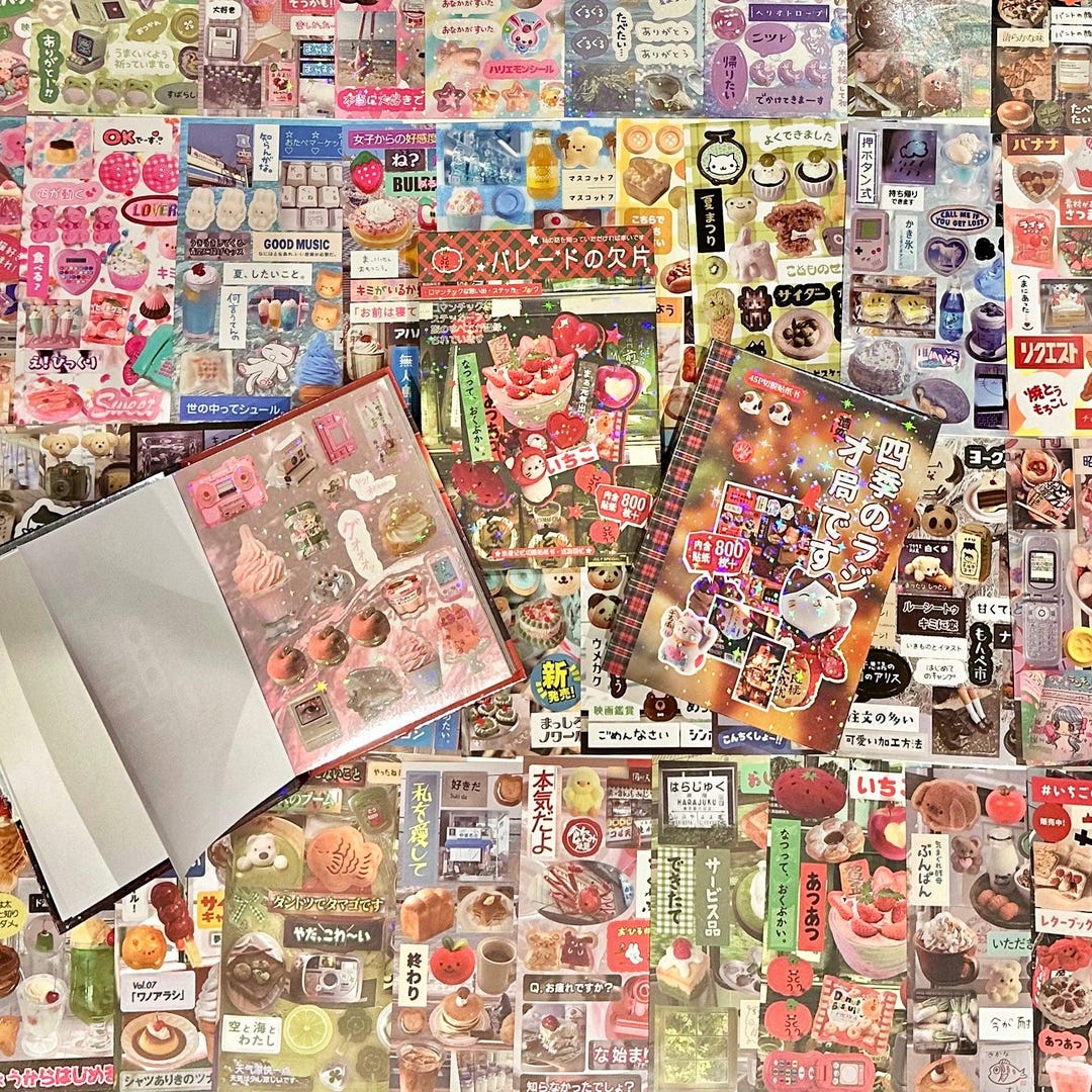 45 Pages/800 Stickers Japanese Retro Sticker Book | Kpop Polco Kawaii ...