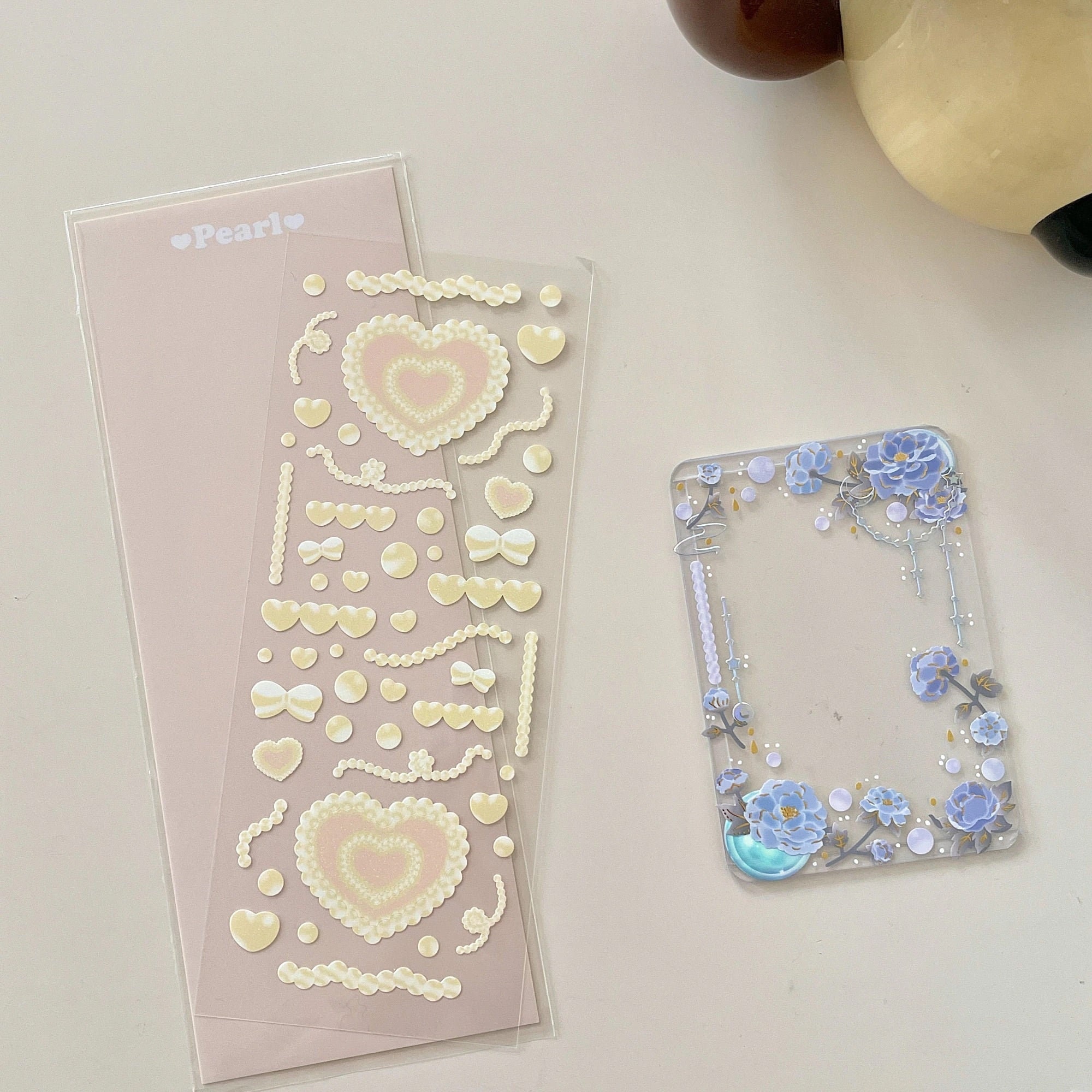 Kpop Polco Deco Stickers big Pearl Heart Sticker - Etsy