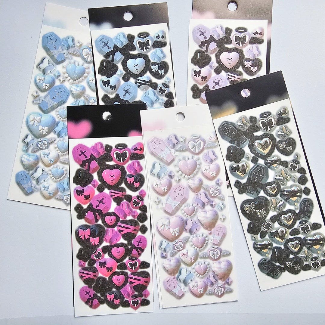 Kpop Polco Deco Stickers "goth Heart" Sticker - 1 PC | Kawaii Cute Kpop ...