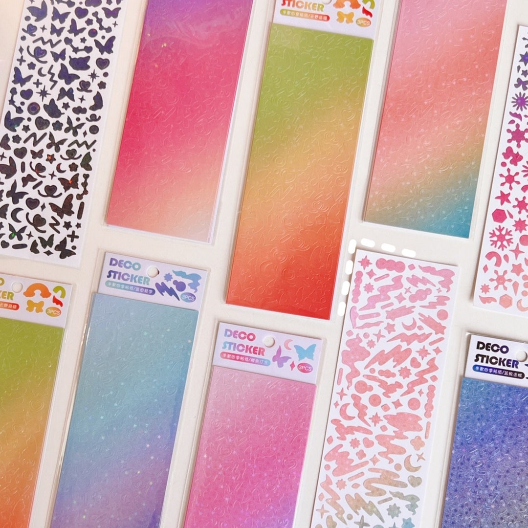 Kpop Polco Deco Stickers colorful Glitter Sticker 3 PCS Kawaii Cute ...
