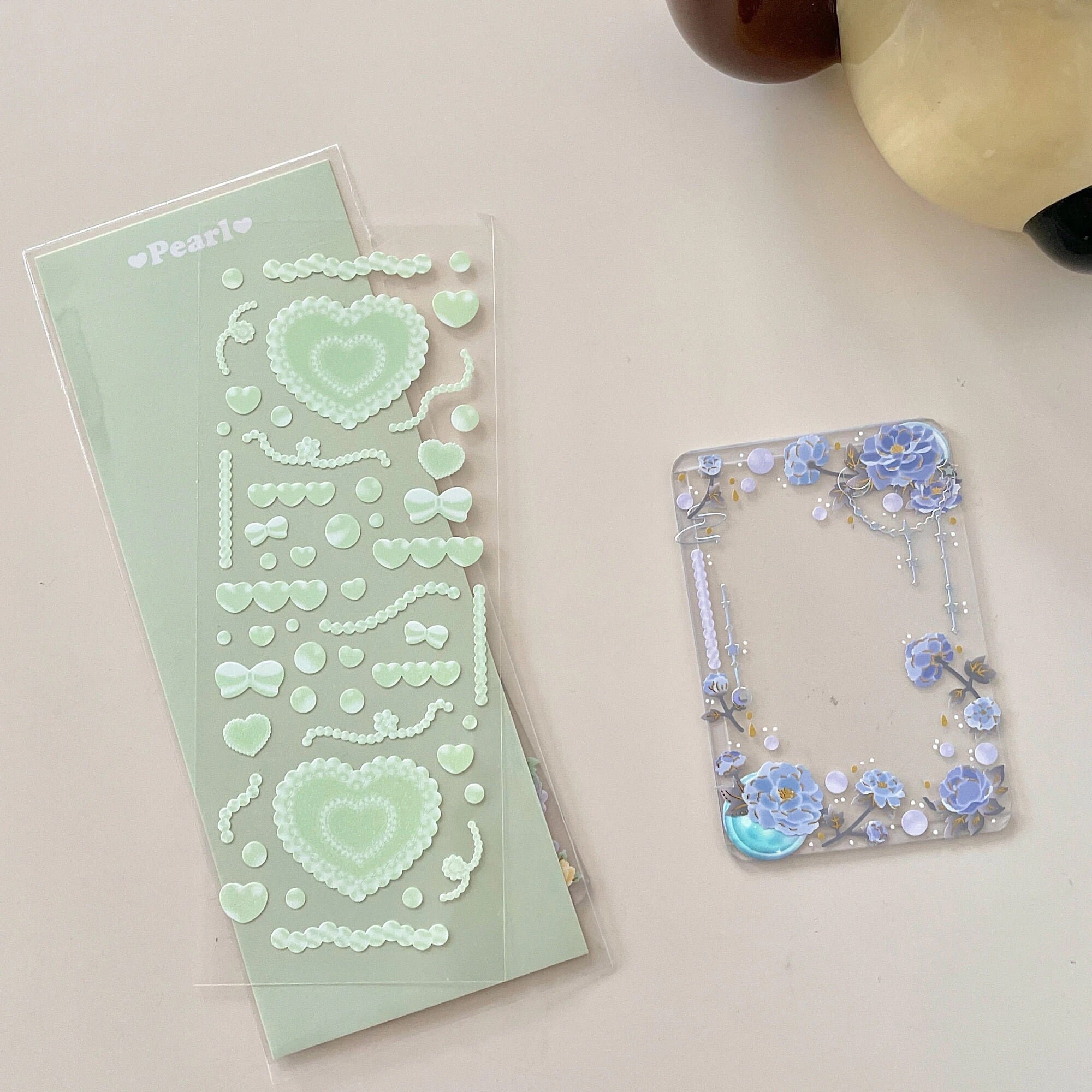 Kpop Polco Deco Stickers big Pearl Heart Sticker - Etsy