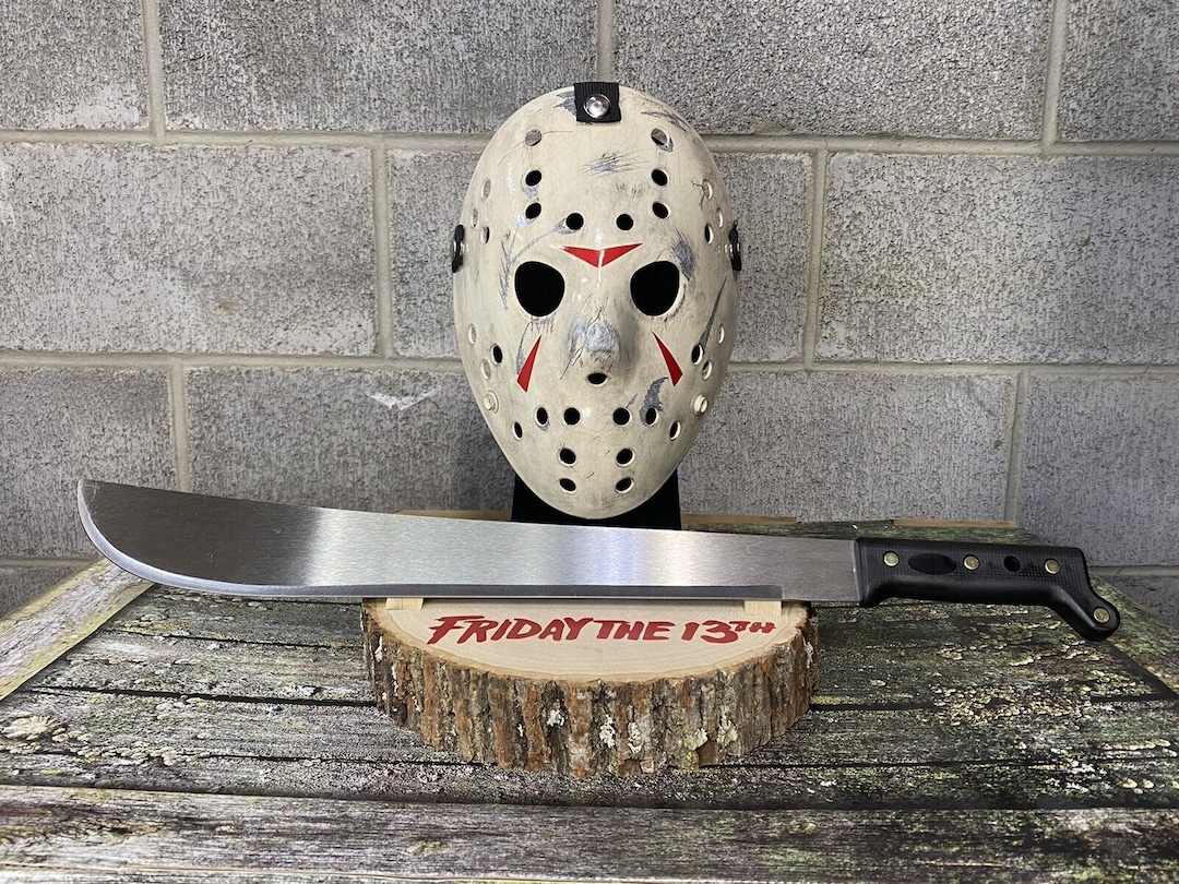 Jason Mask & Machete Stand Friday the 13th Jason Voorhees Mask - Etsy
