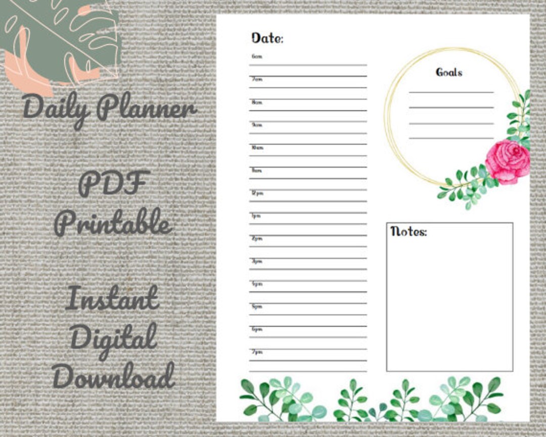 Daily Planner Printable Printable PDF Instant Download Blank Planner ...