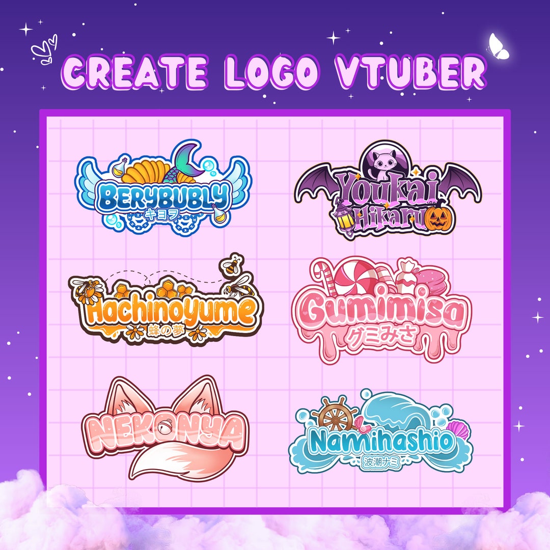 Custom Cute Vtuber Logo Text Cute Logo Chibi Logo Kawaii - Etsy Denmark