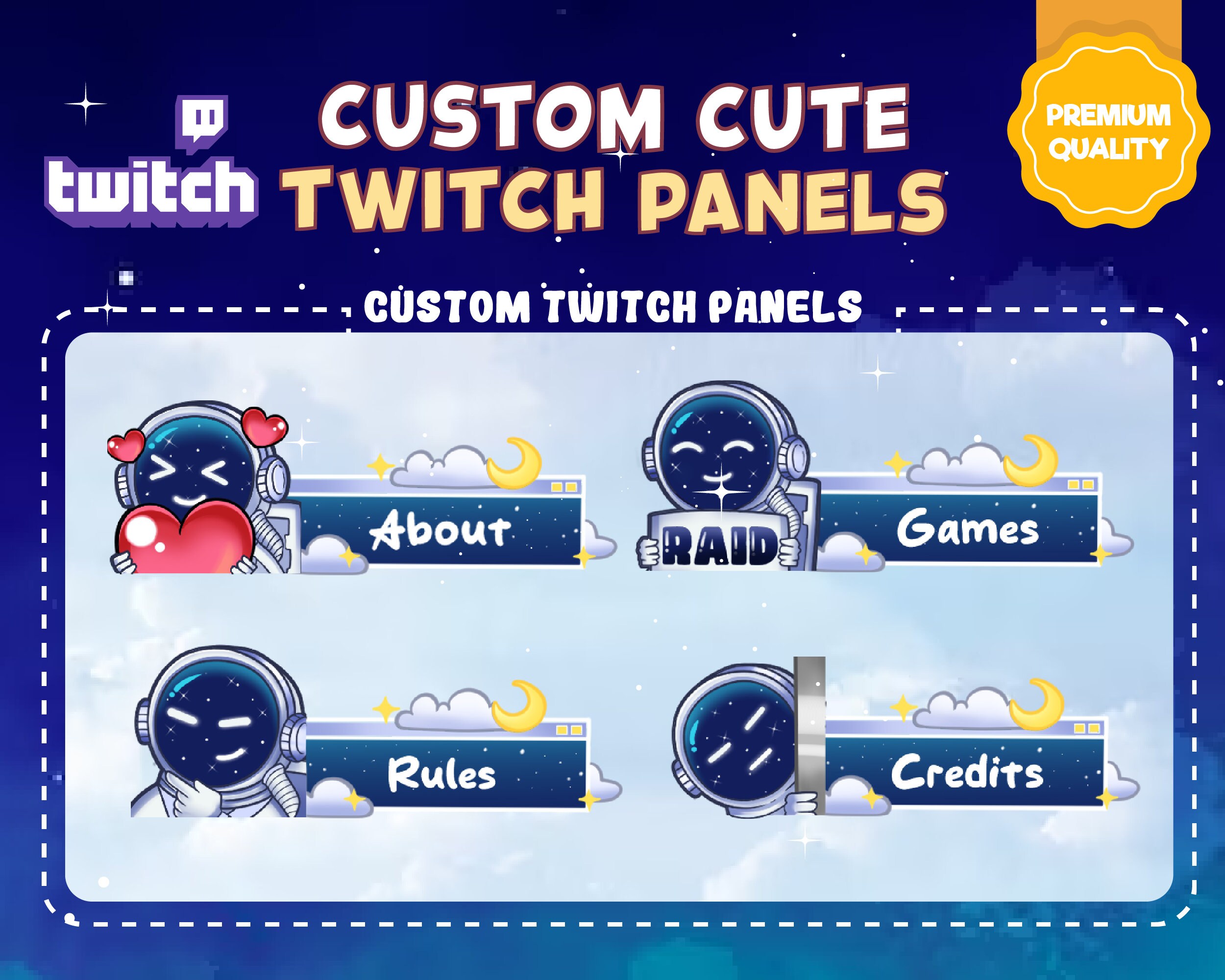 Custom Chibi Cute Twitch Panels for Your Stream / Personalized Twitch ...