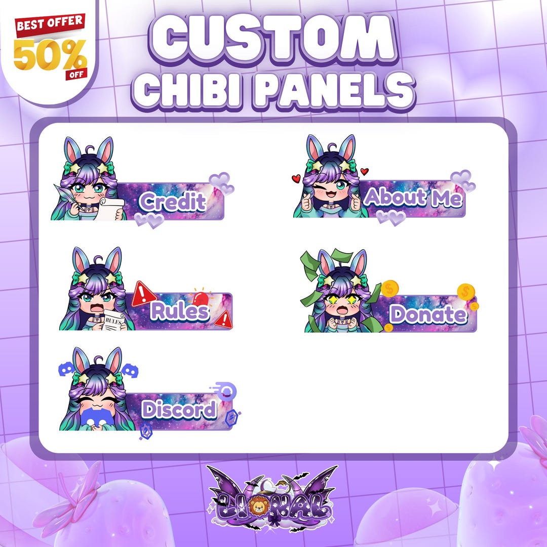 Custom Twitch Panels or Panel Twitch | Vtuber Panel, Pet Panel, Anime ...