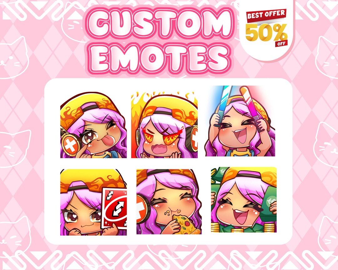 Custom Emotes Chibi, Twitch Emotes Pack, Vtuber Emotes, Emotes for ...