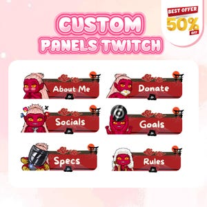 Custom Twitch Panels or Panel Twitch | Vtuber Panel, Pet Panel, Anime ...