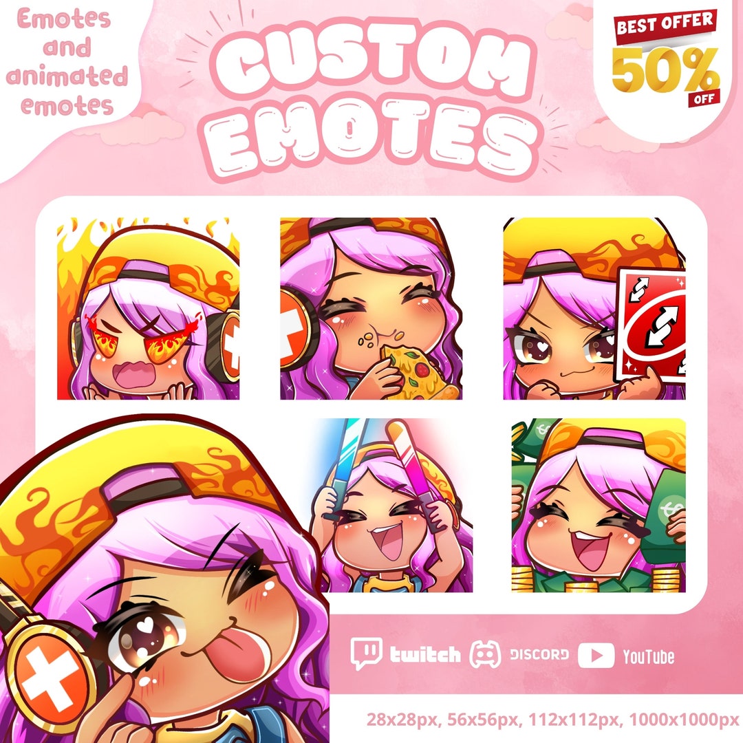 Buy Custom Emotes Chibi, Twitch Emotes Pack, Vtuber Emotes, Emotes for ...