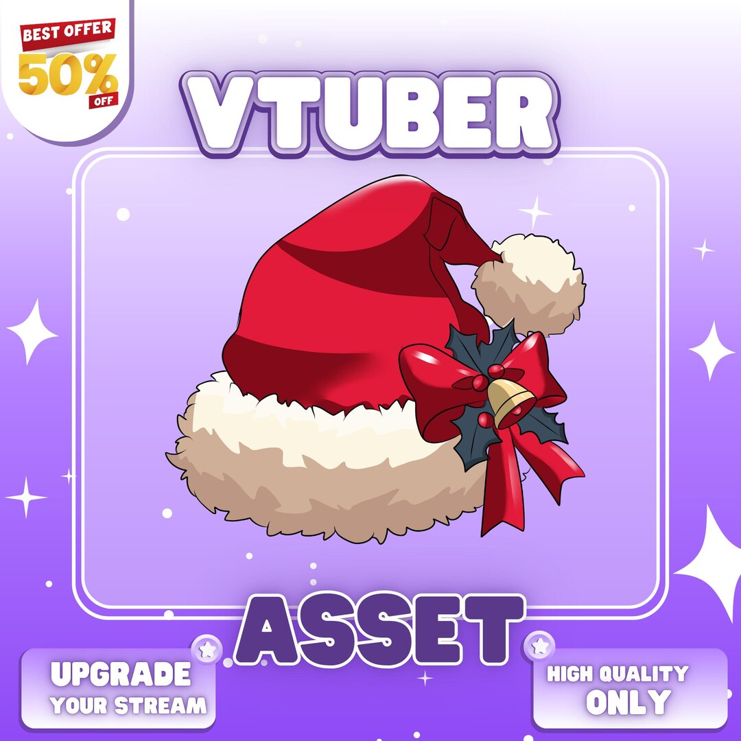 Vtuber Santa Hat Asset, Christmas Holiday Prop (PNG Digital Graphic) - Etsy