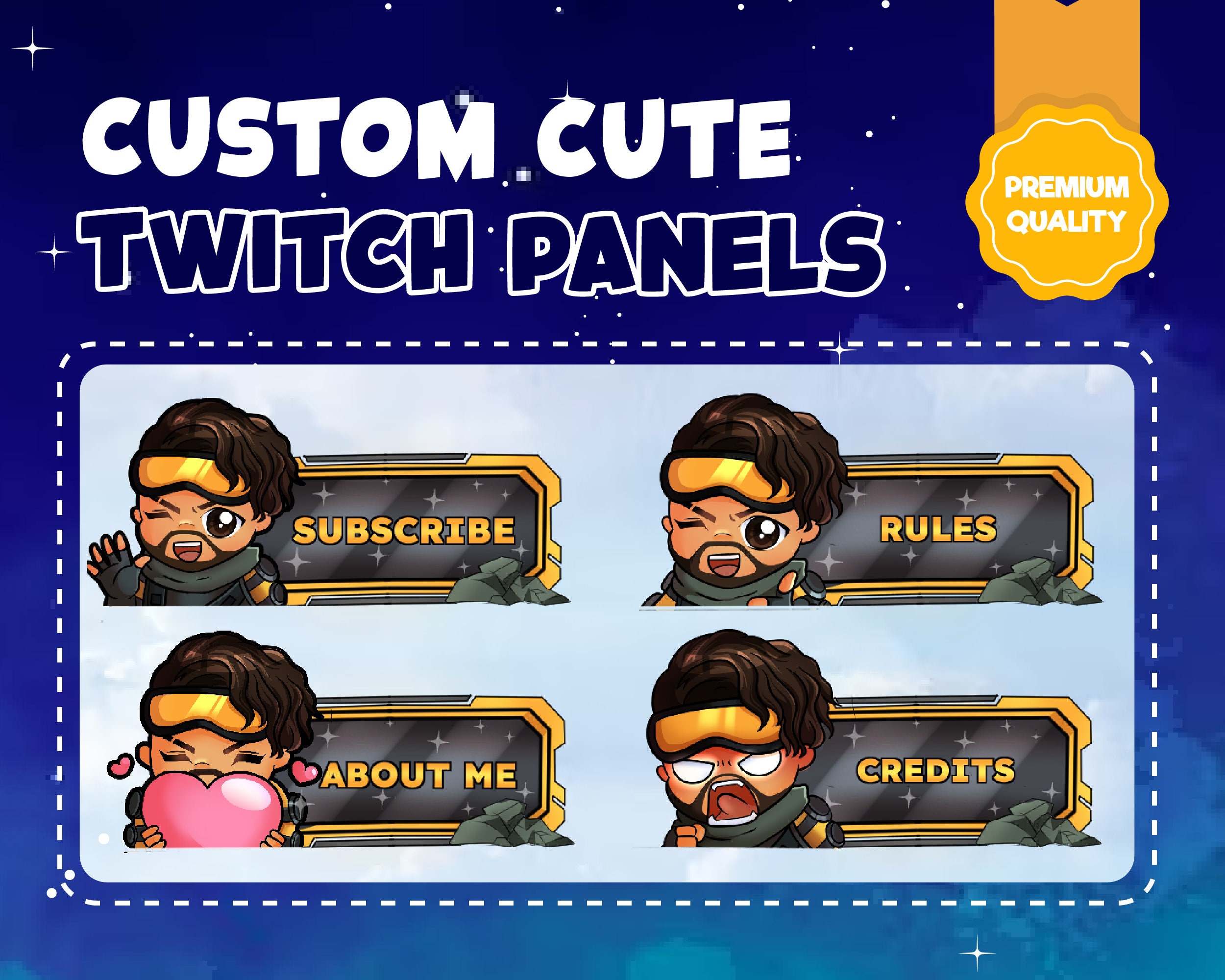 Custom Chibi Cute Twitch Panels for Your Stream / Personalized Twitch ...