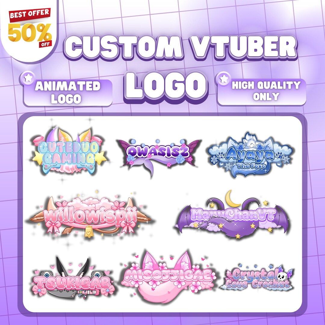 Custom Cute Vtuber Logo Text, Cute Logo, Chibi Logo, Kawaii Logo Text ...