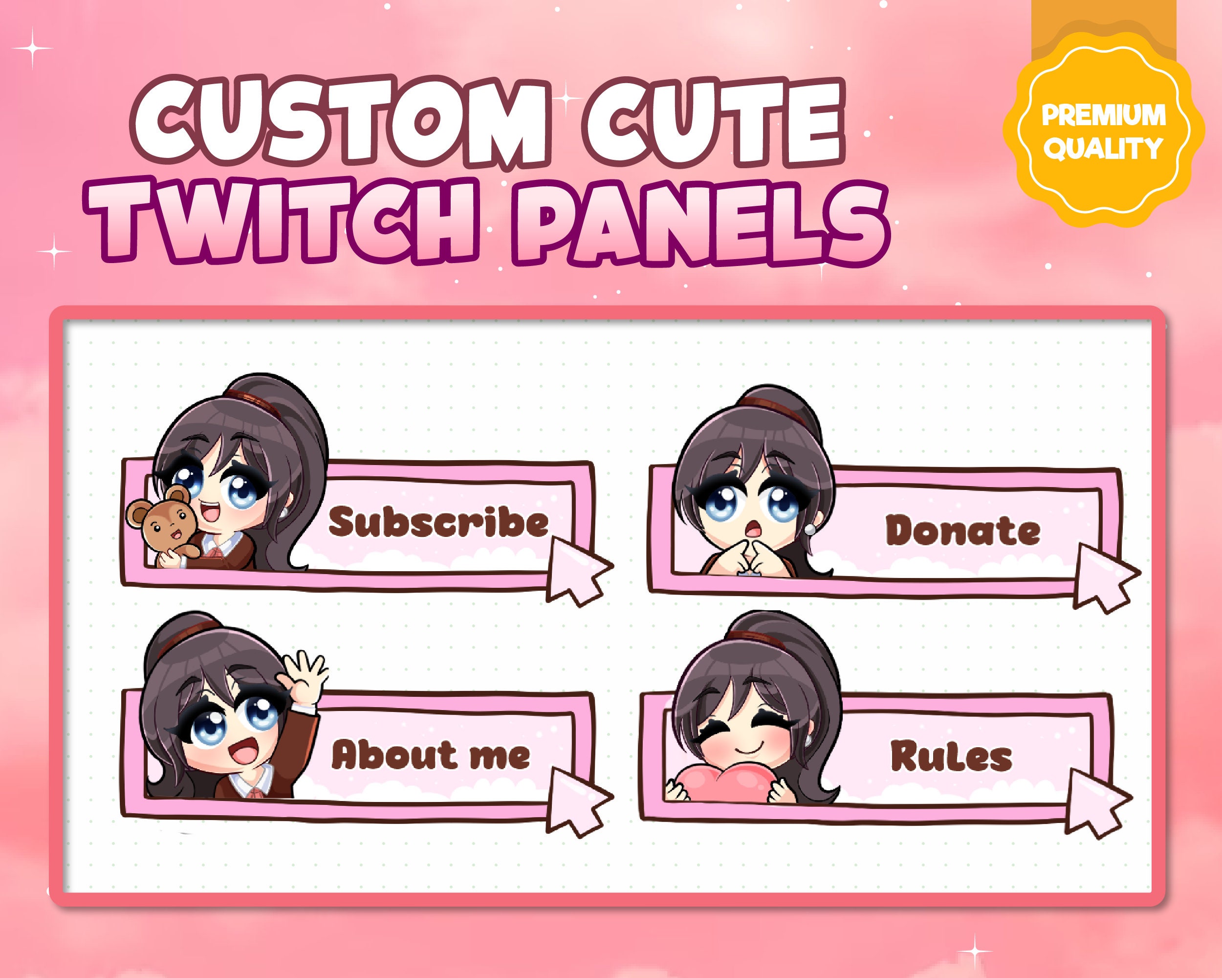 Custom Chibi Cute Twitch Panels for Your Stream / Personalized Twitch ...