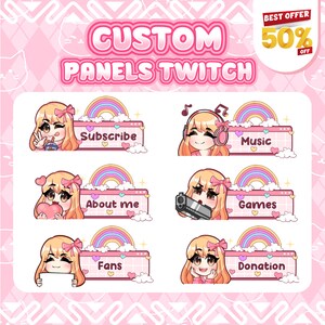 Custom Chibi Cute Twitch Panels for Your Stream / Anime Twitch Panel ...