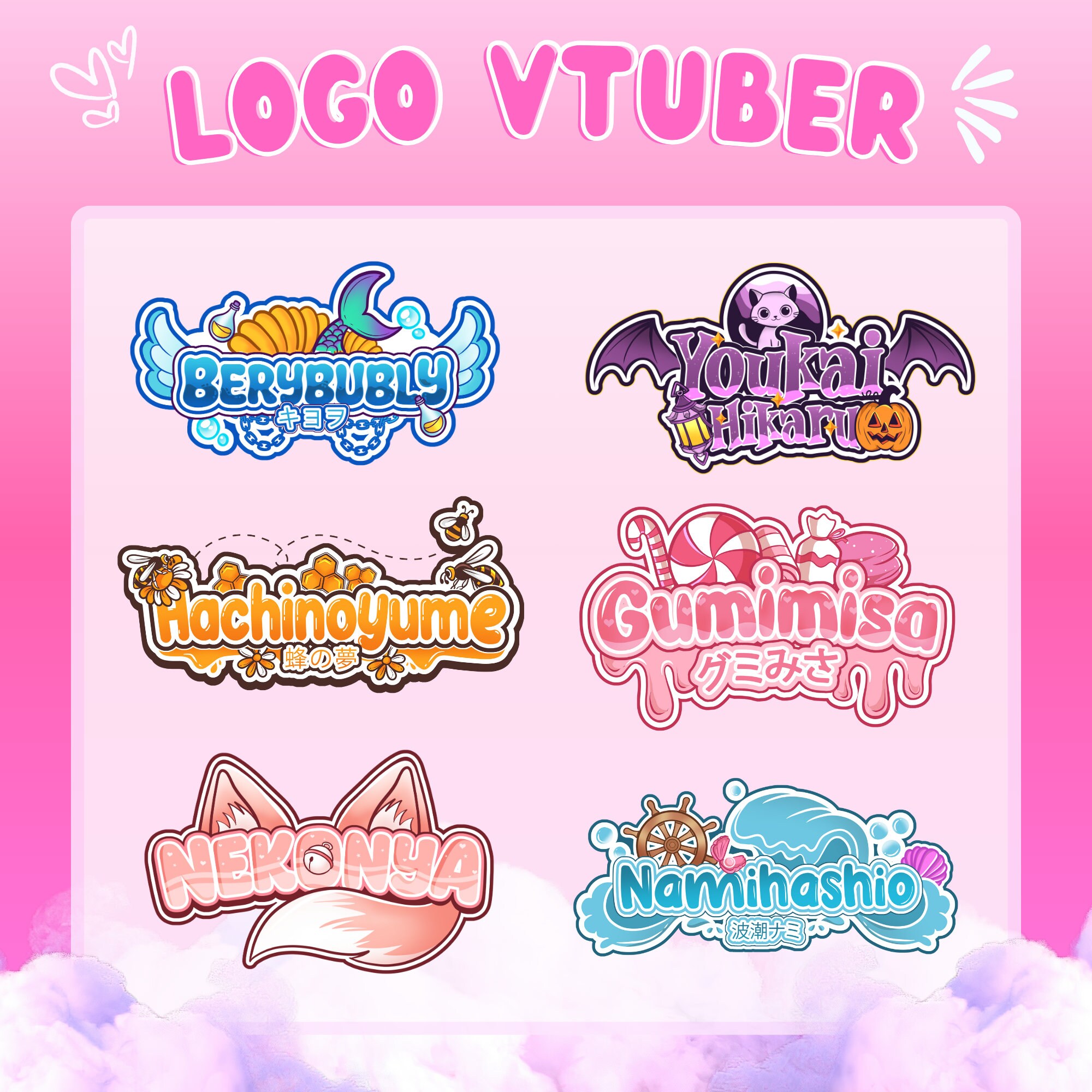 Custom Cute Vtuber Logo Text Cute Logo Chibi Logo Kawaii - Etsy Australia