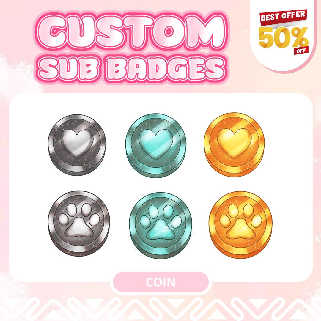 Custom Badges and Sub Badges of Vtuber, Twitch Bits, Animals, Pets ...