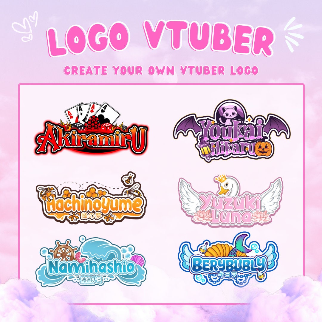 Custom Cute Vtuber Logo Text Cute Logo Chibi Logo Kawaii - Etsy