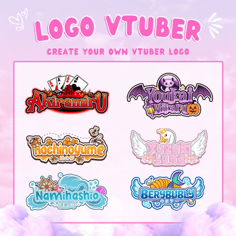Custom Cute Vtuber Logo Text Cute Logo Chibi Logo Kawaii - Etsy Australia