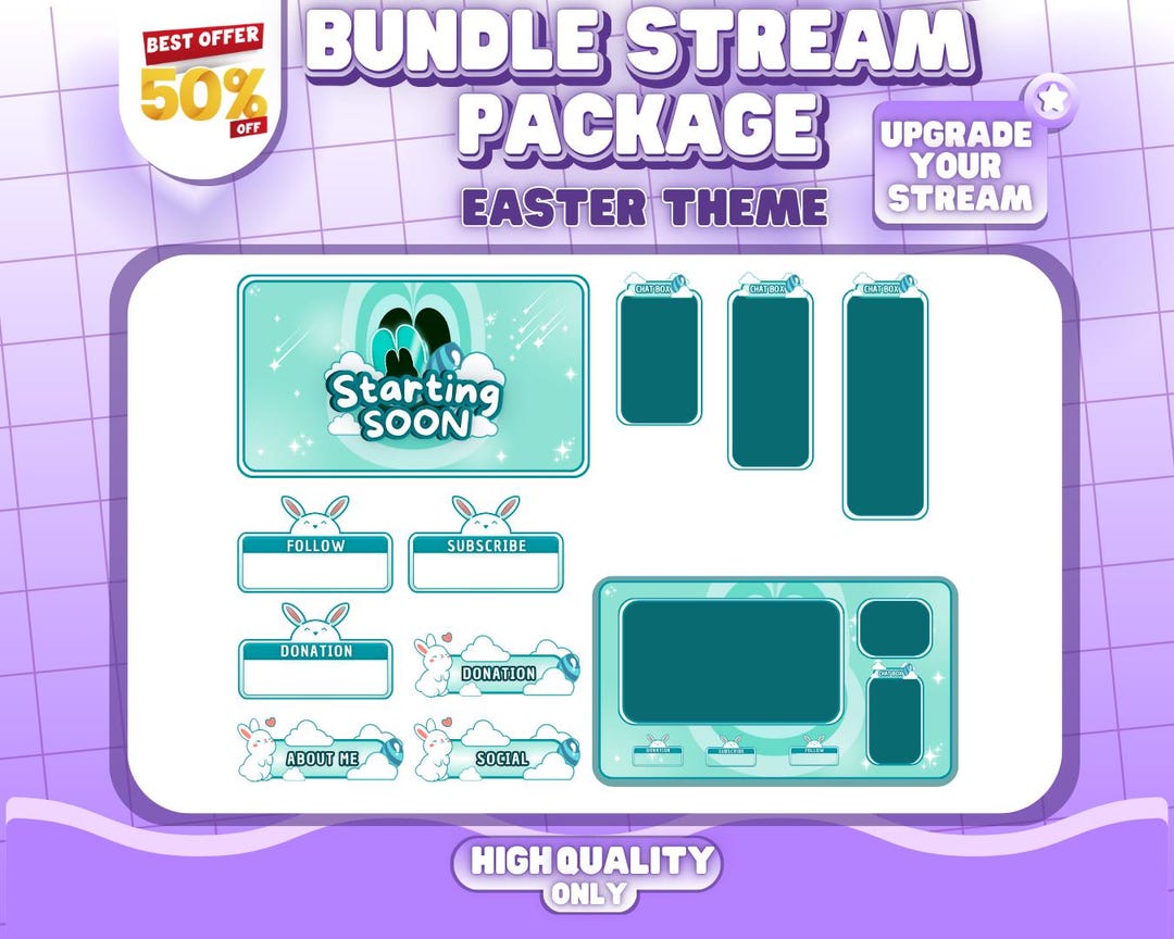 Easter Stream Overlay Twitch, Youtube | Overlay Stream Package, Vtuber Overlay | Cute Twitch ...