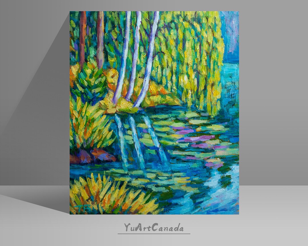 Impressionist Painting Pond Original Oil Painting Landscape Painting ...