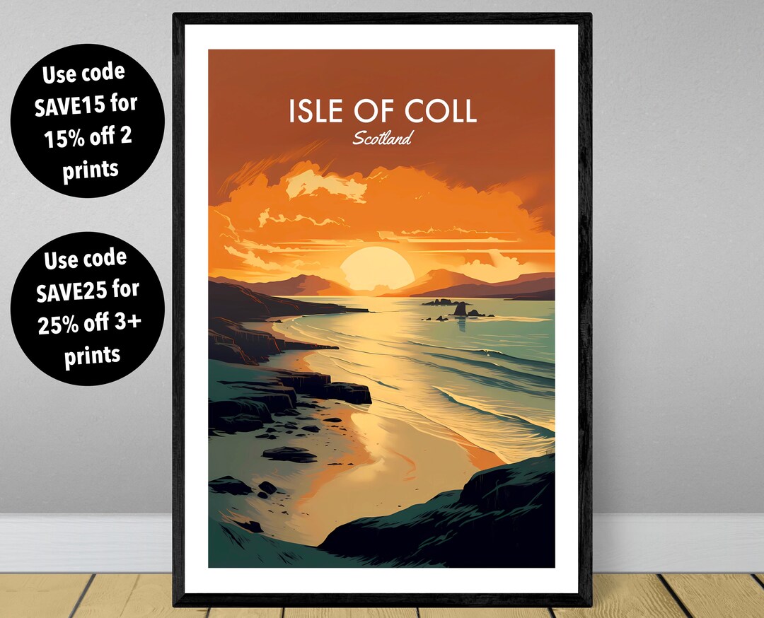 Isle of Coll Scotland Travel Poster Art Print, Scottish Islands Poster ...