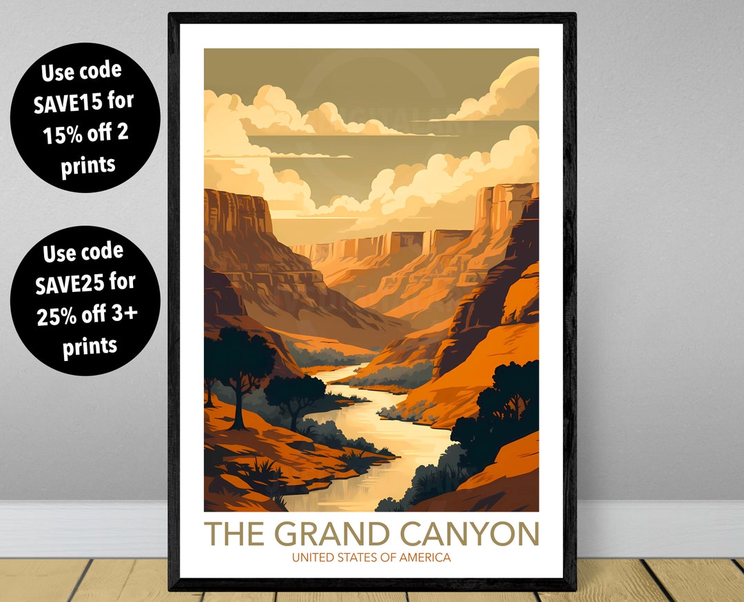 The Grand Canyon USA Travel Poster Art Print, Grand Canyon Travel ...