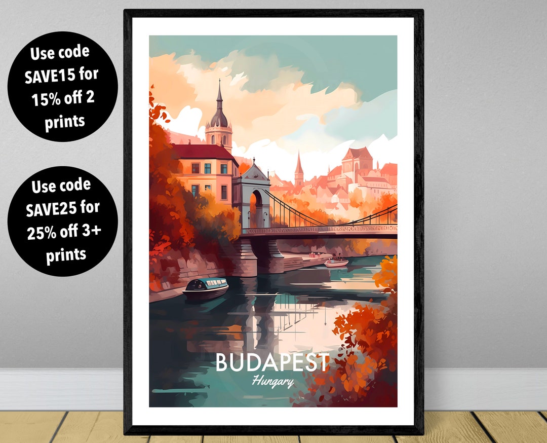 Budapest, Hungary Travel Poster Art Print, Budapest Travel Poster ...