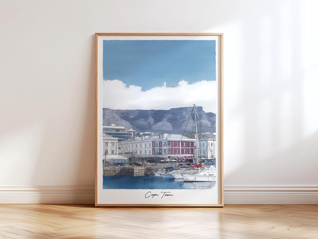 Cape Town Table Mountain Print, Cape Town Travel Poster Wall Art, Cape ...