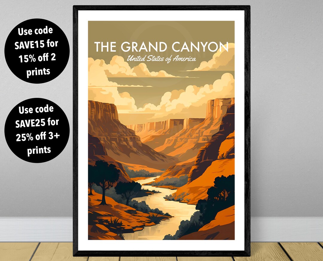 The Grand Canyon USA Travel Poster Art Print, Grand Canyon Travel ...