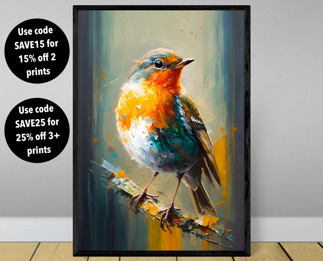 Robin Bird Animal Art Print Painting, Robin Animal Print Robin Bird ...