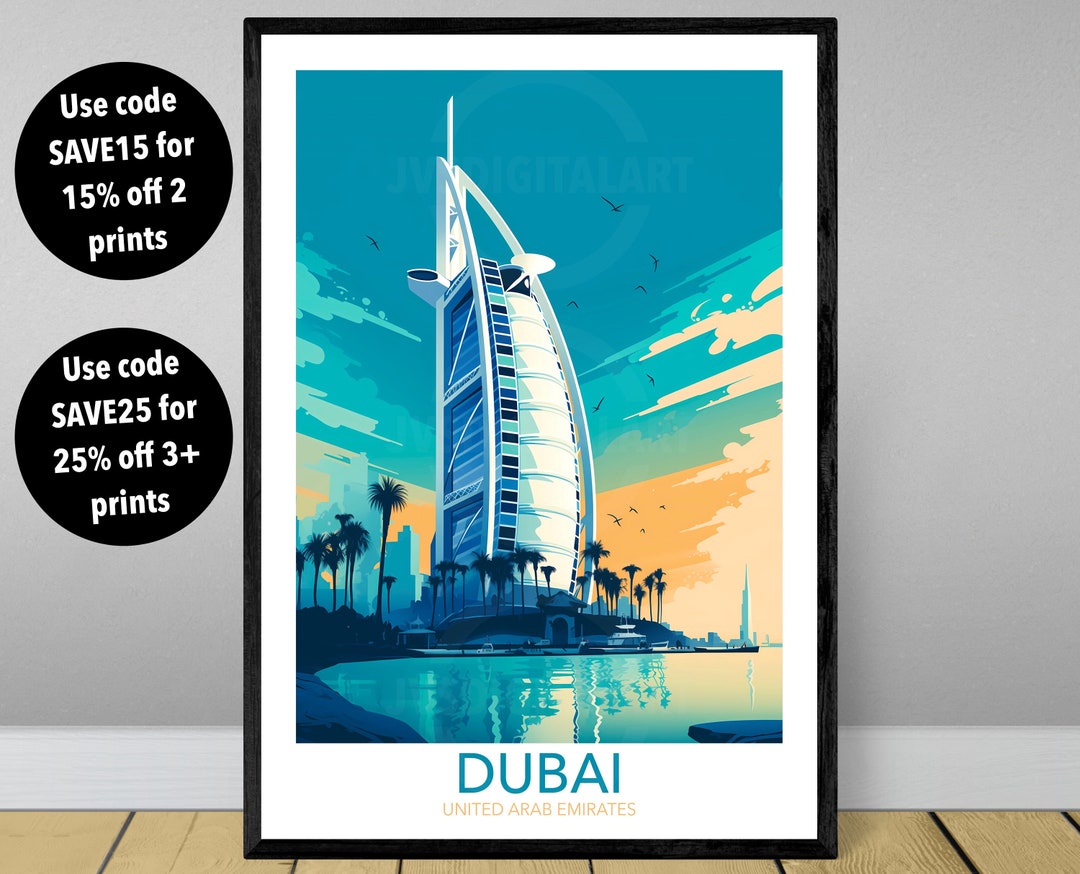 Dubai United Arab Emirates Travel Poster Art Print Dubai - Etsy